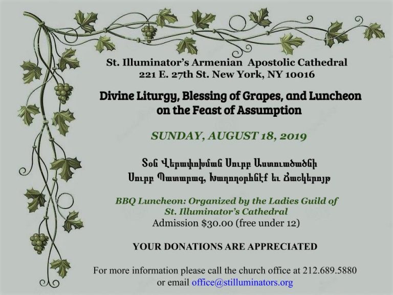 Assumption flyer - August 2019 - St. Illuminator's Armenian Cathedral